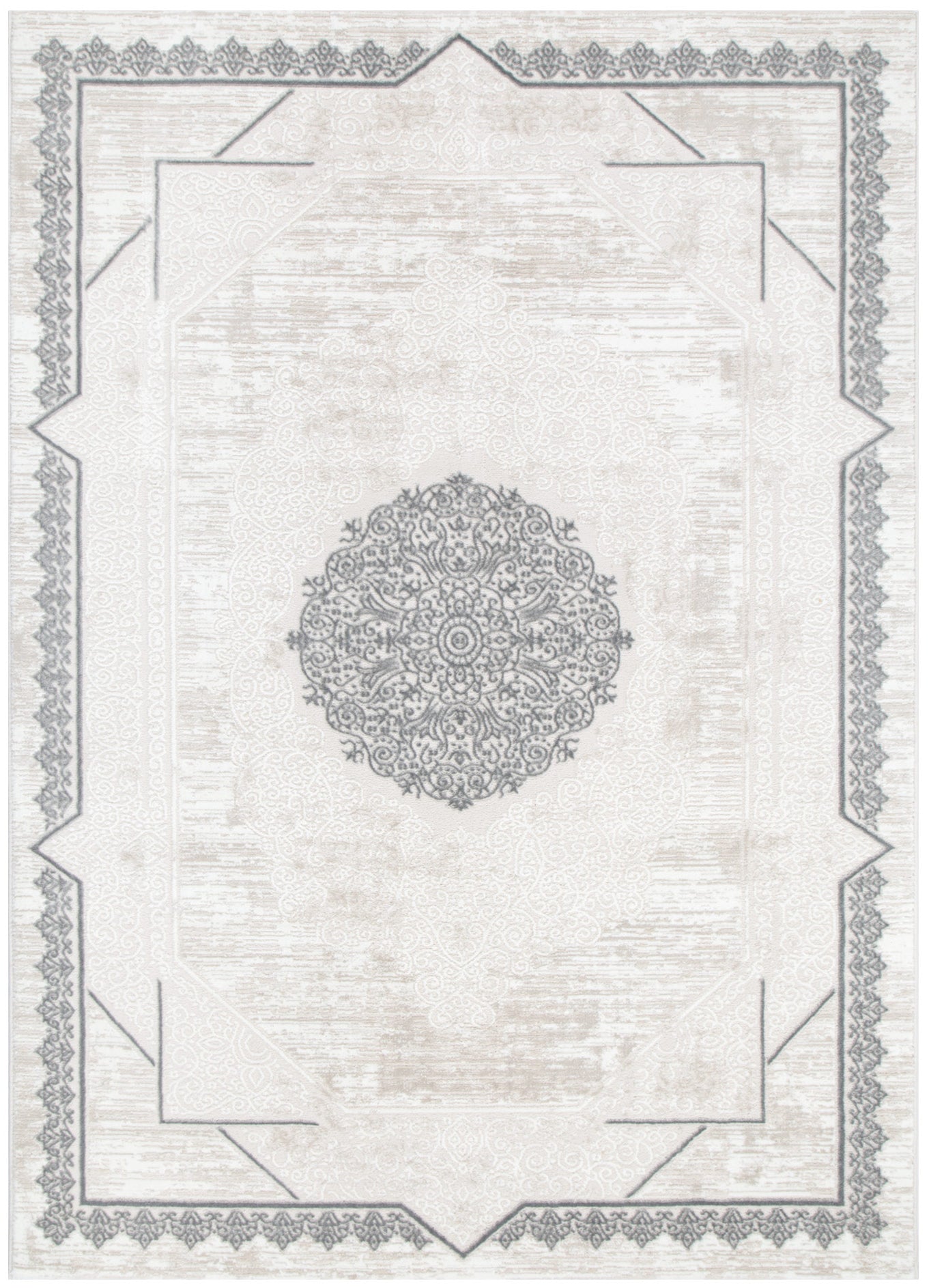 Amalfi Oriental Border Medallion Cream Grey Rug - AMAL07 – Brand ...