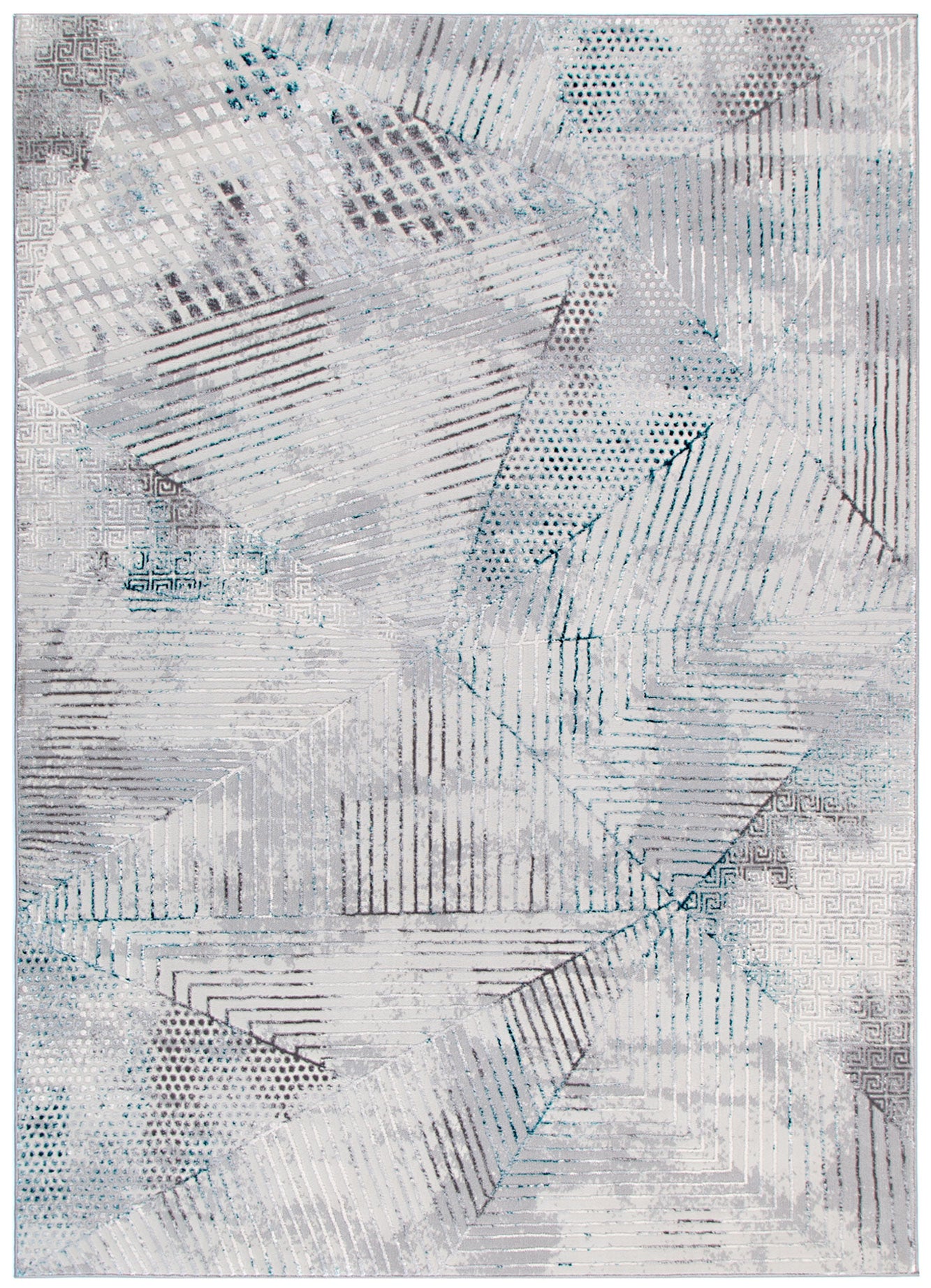Vestige Geometric Grey Blue Rug - V003 – Brand Ventures Pty Ltd