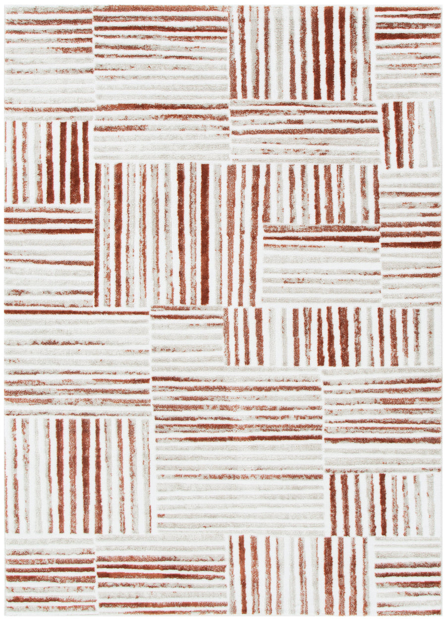 Wellington Geometric Lines Rust Rug - W004 – Brand Ventures Pty Ltd