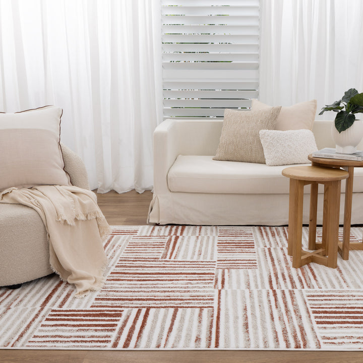 Wellington Geometric Lines Rust Rug - W004 – Brand Ventures Pty Ltd