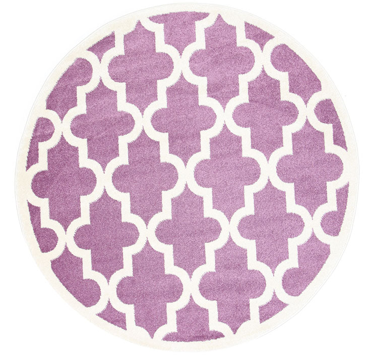 Piccolo Violet Pink and White Lattice Pattern Kids Round Rug - 2051865 ...